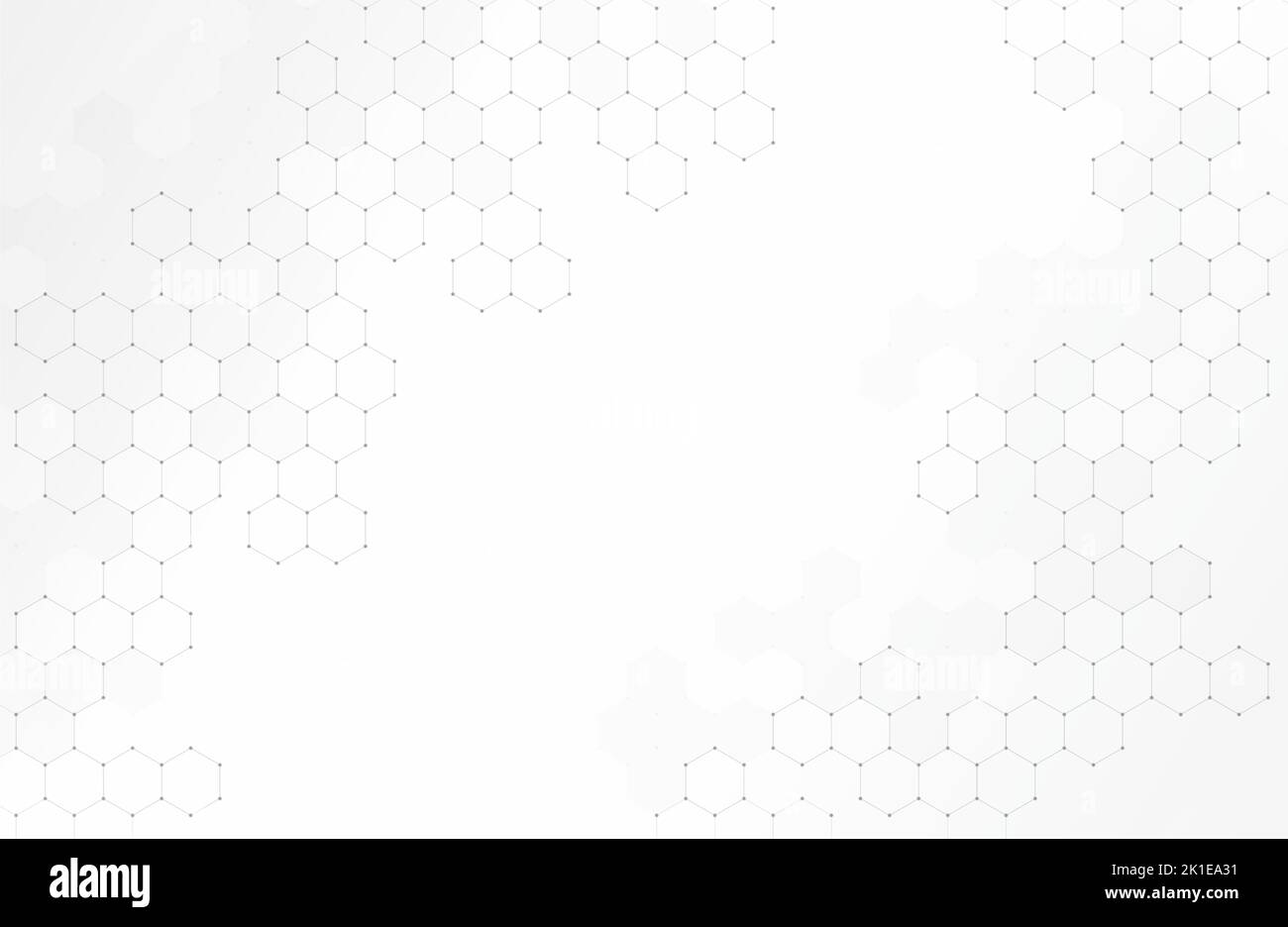 Abstract geometric background hexagons outline dots gray color. Blank ...