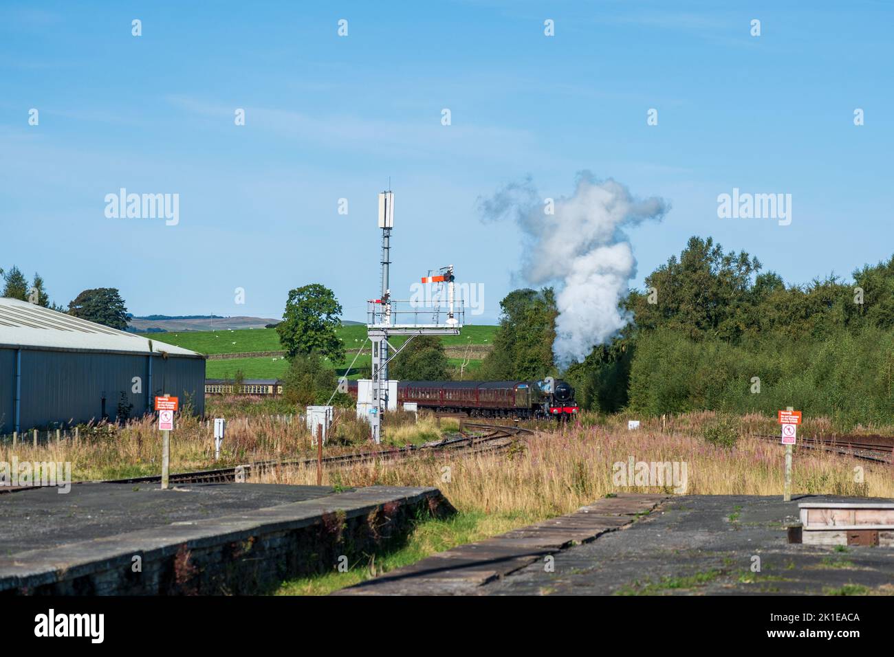 The LMS Royal Scot class 46115 Scots Guardsman at Hellifield station ...