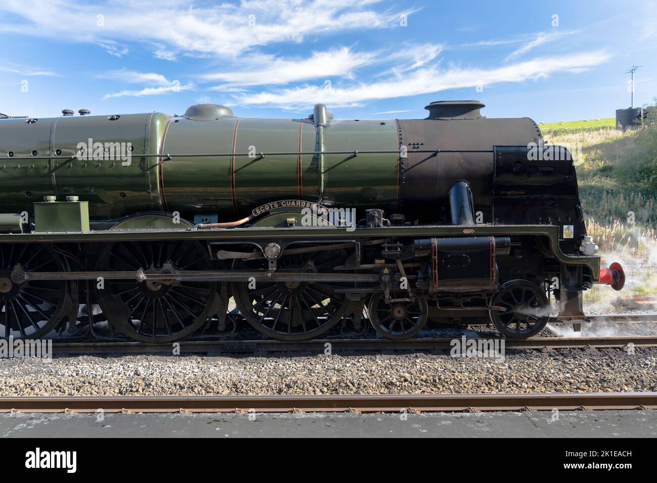 The LMS Royal Scot class 46115 Scots Guardsman at Hellifield station ...
