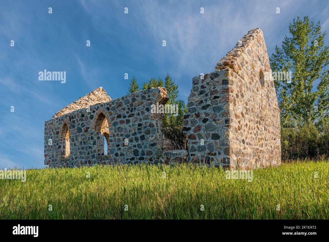 The stone walls remaining of Bethlehem Lutheran Church between Southey ...