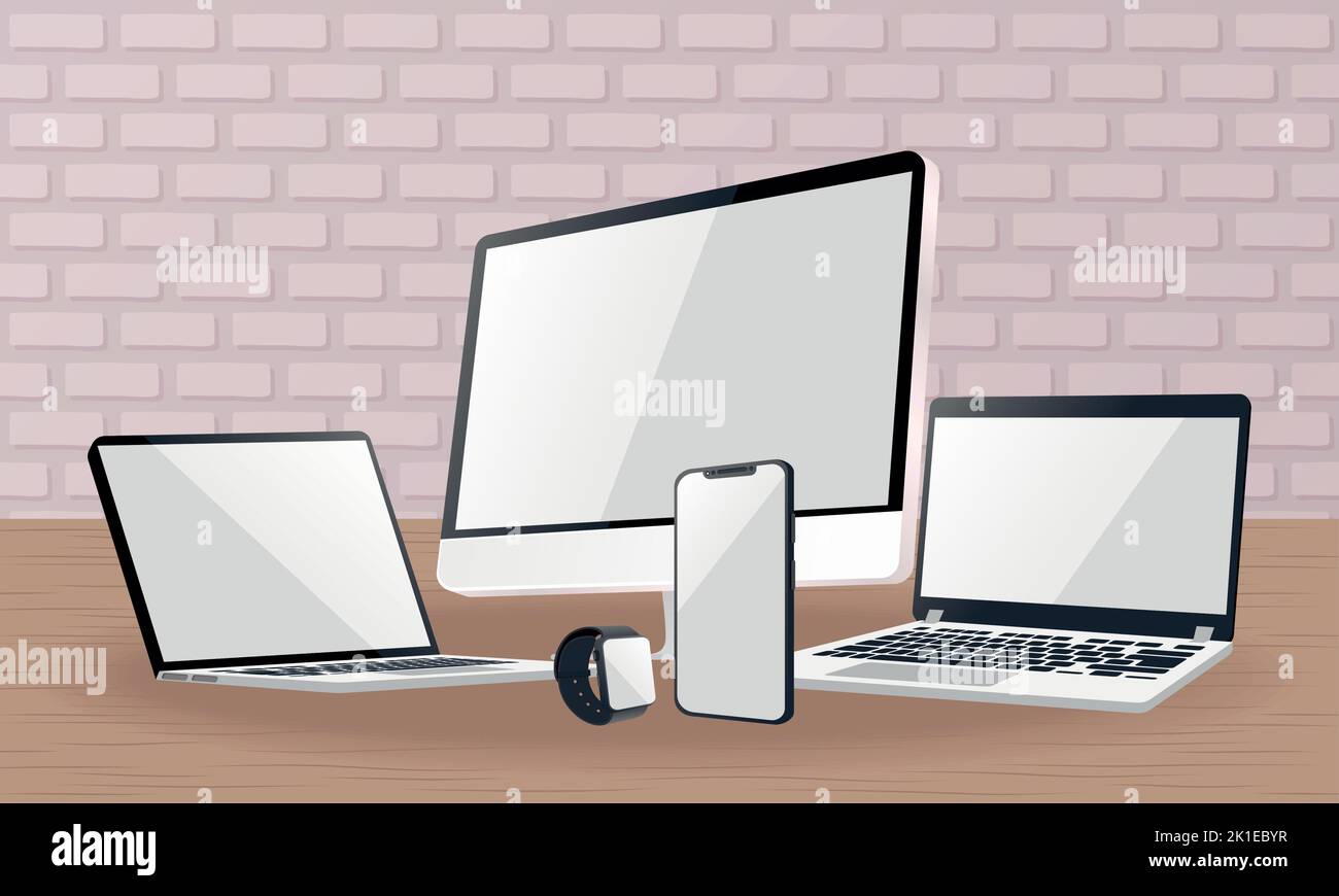 Tech devices table Stock Vector Images - Alamy