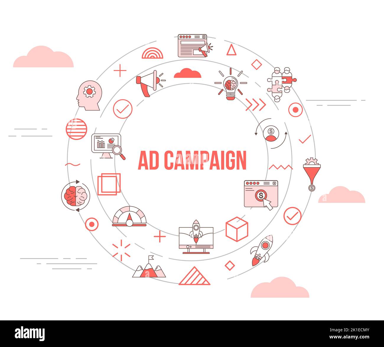 ad campaign concept with icon set template banner and circle round ...