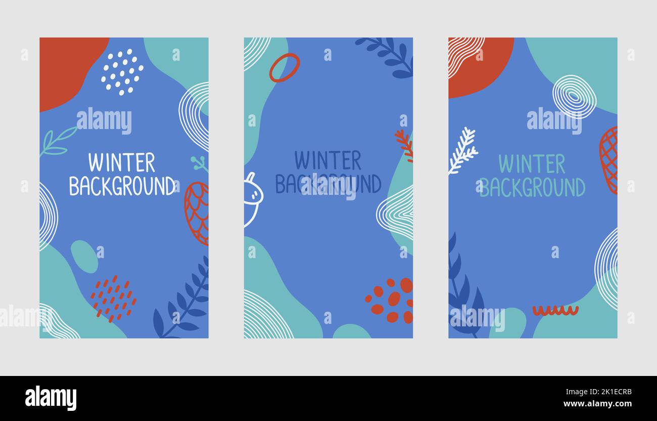 Winter vector background set blue flat design Stock Vector Image & Art ...