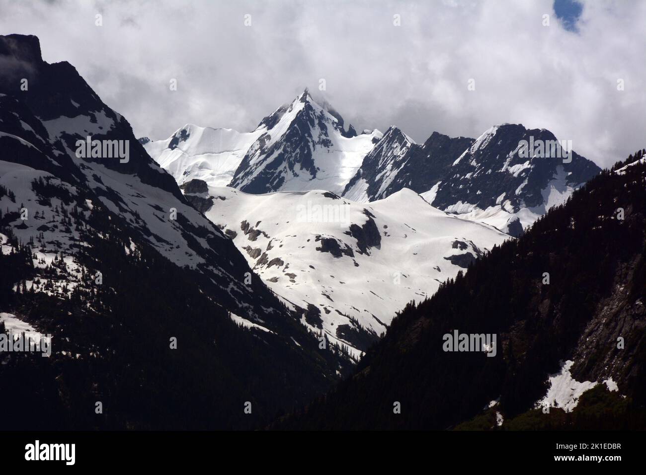 The glaciated peak of Mount Tantalus in the Tantalus Range of the Coast ...