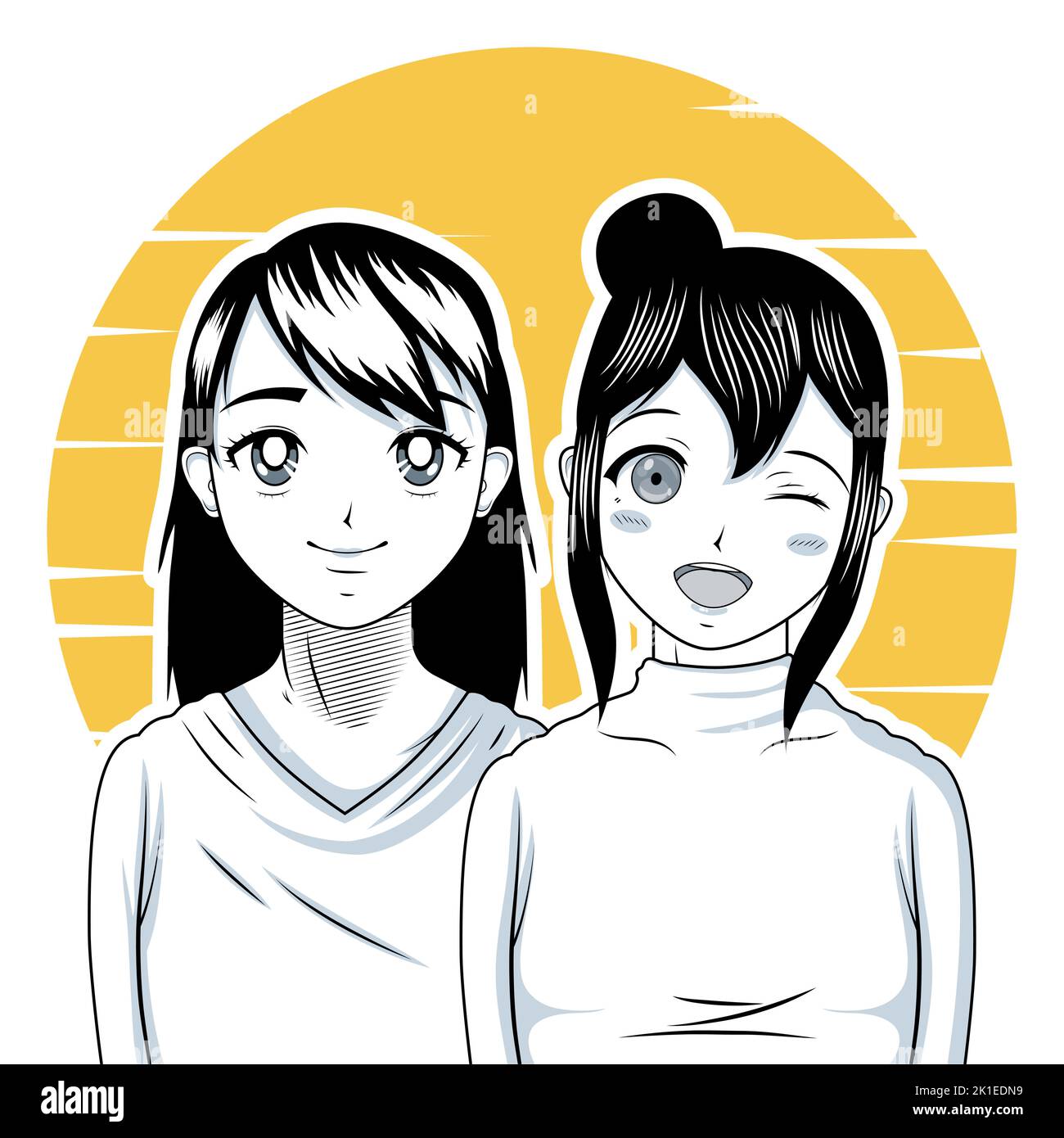 two girls anime style characters Stock Vector Image & Art - Alamy