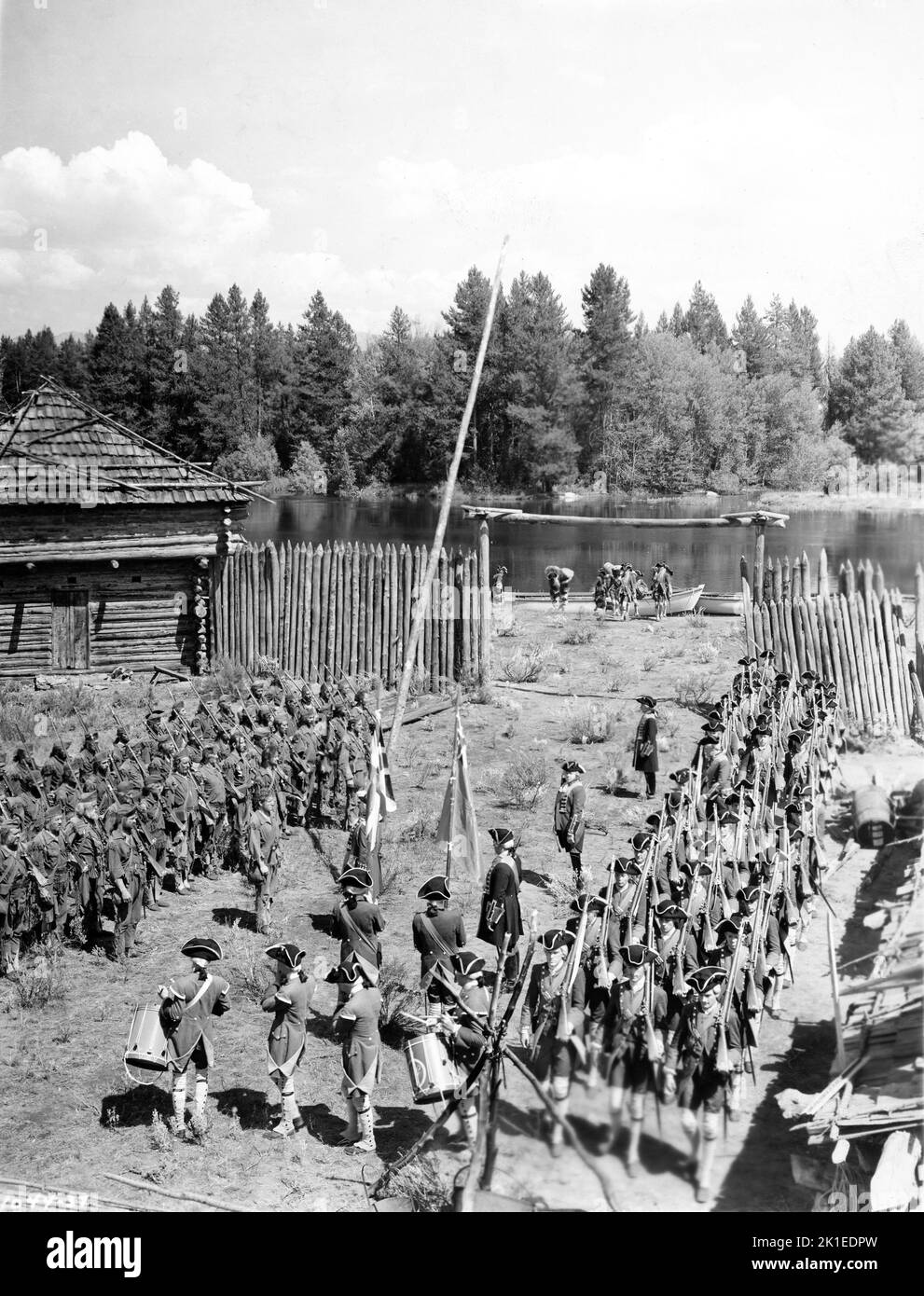 SPENCER TRACY as Major Robert Rogers and ROBERT YOUNG at fort after ...