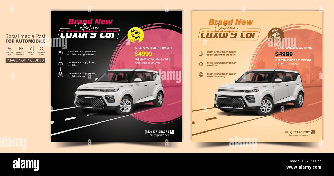 Car or automobile social media post banner template Stock Vector Image ...