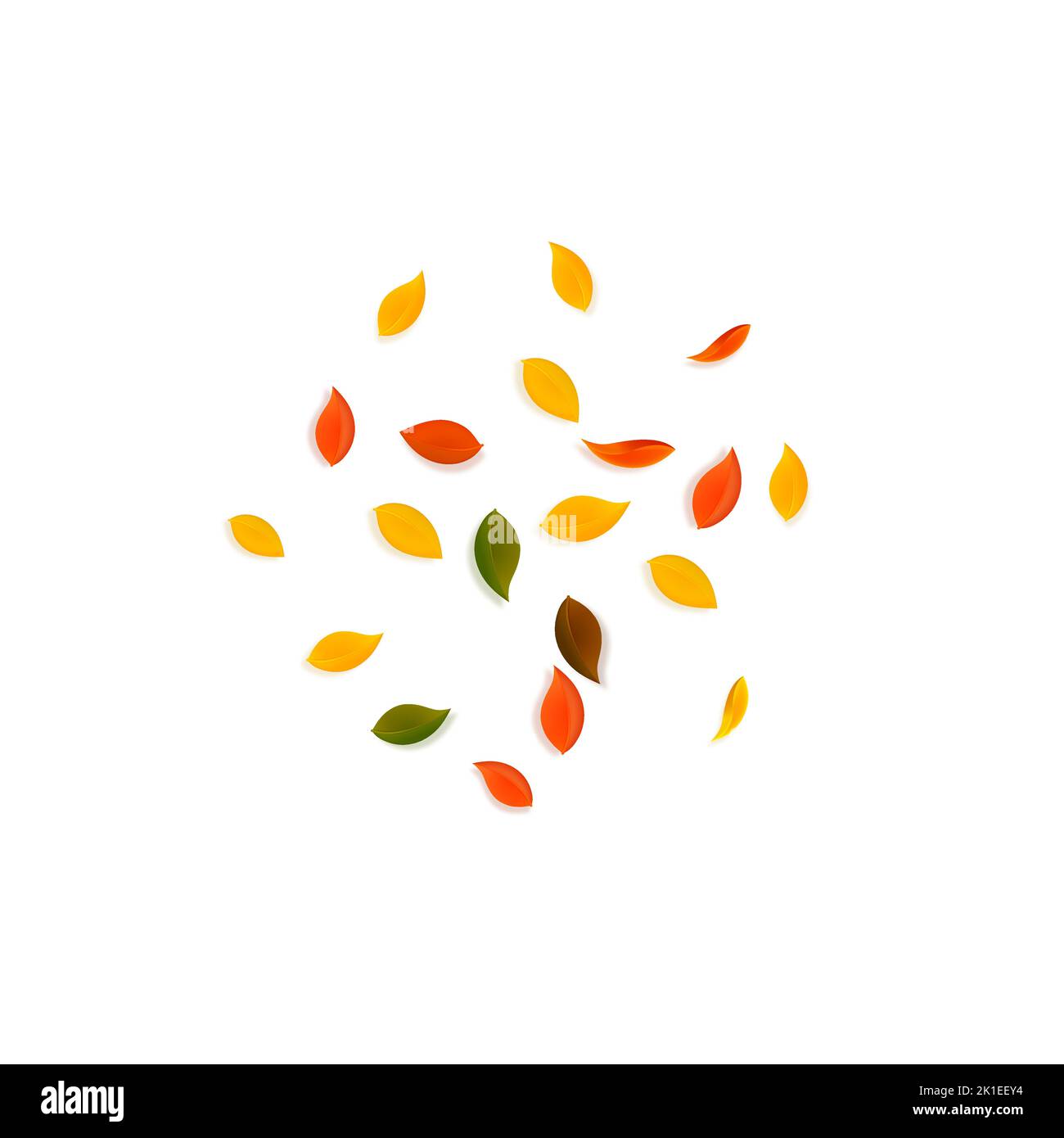 Falling autumn leaves. Red, yellow, green, brown random leaves flying. Explosion colorful ...