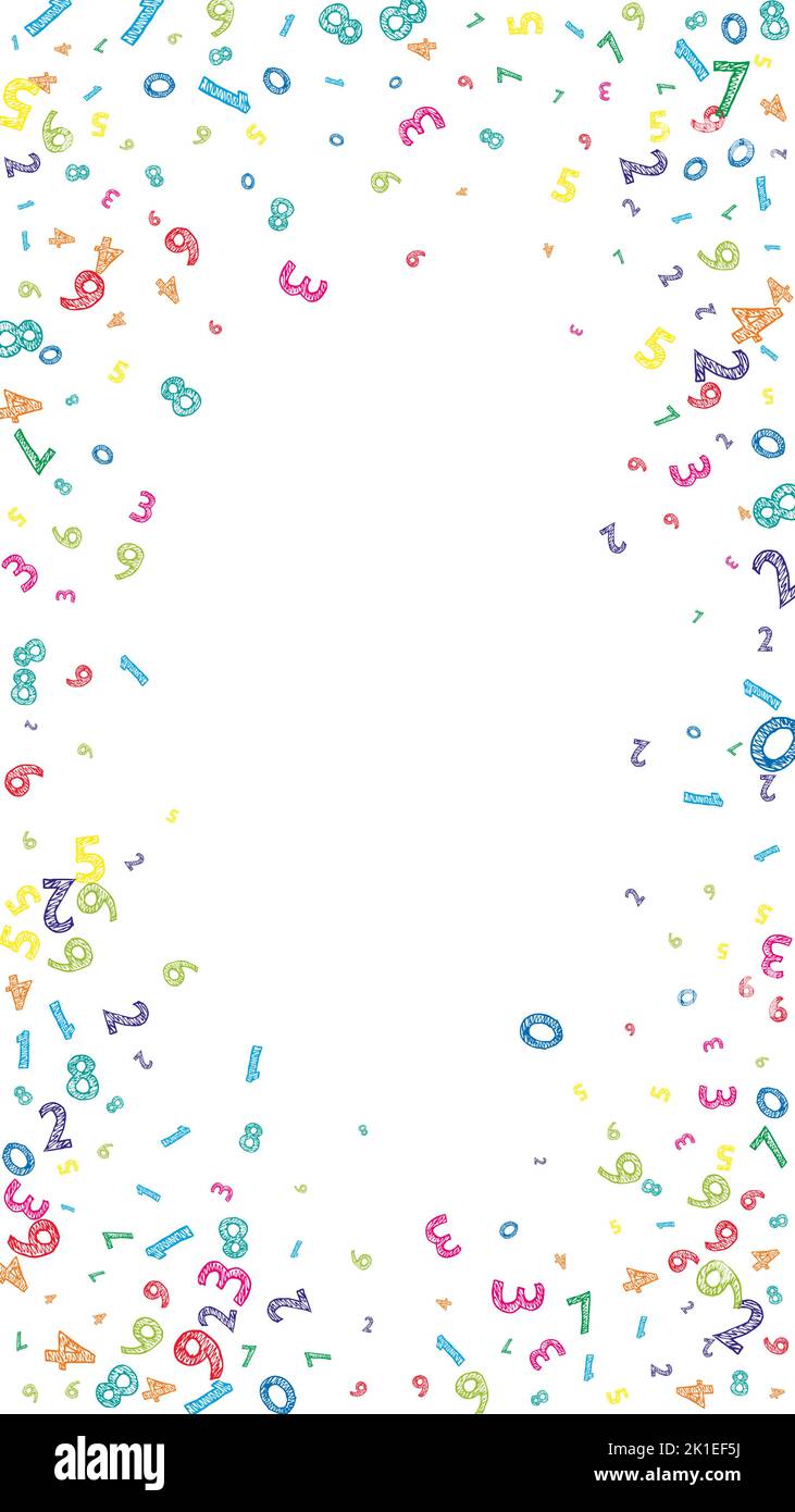 Falling colorful messy numbers. Math study concept with flying digits ...