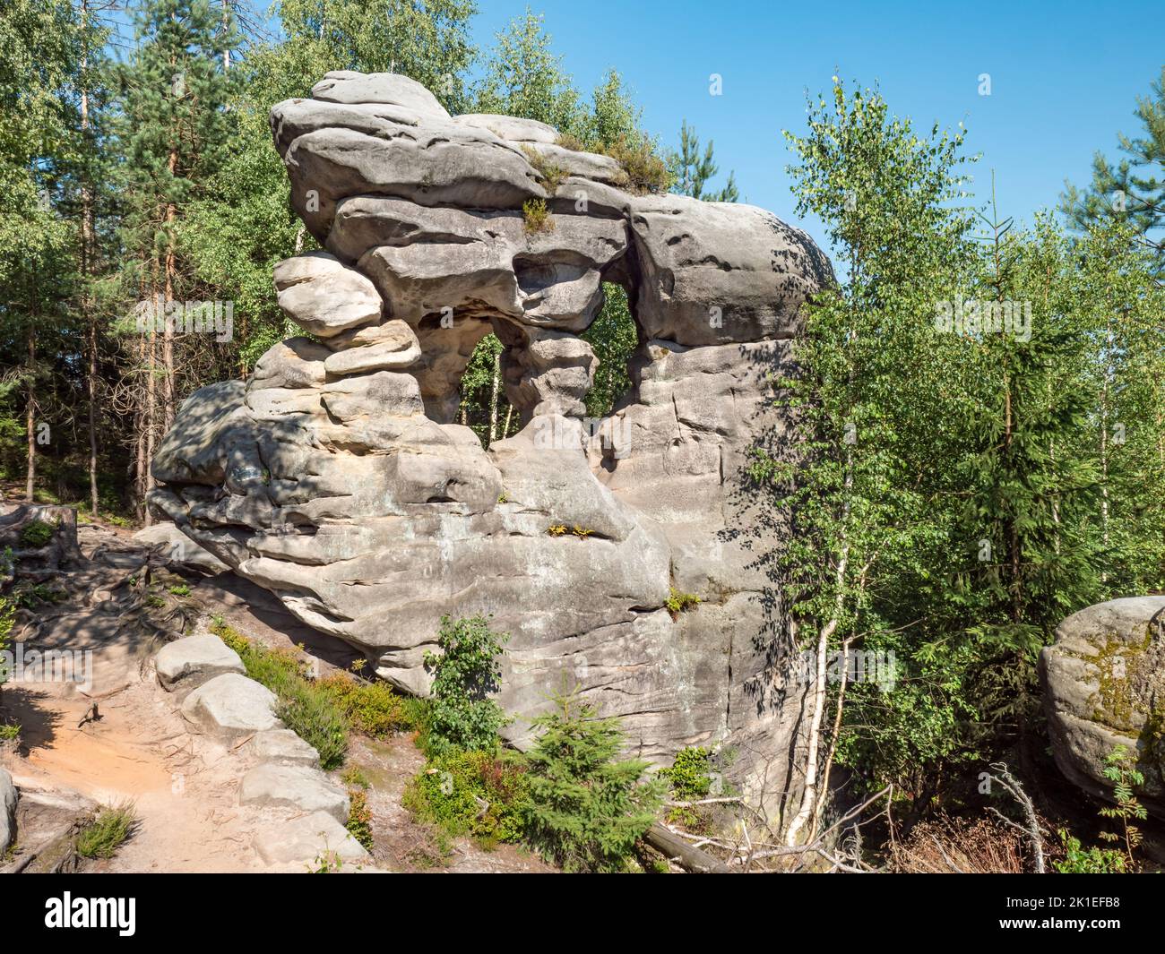 Ostas sandstone rock formations near The Ostas table mountain. The ...