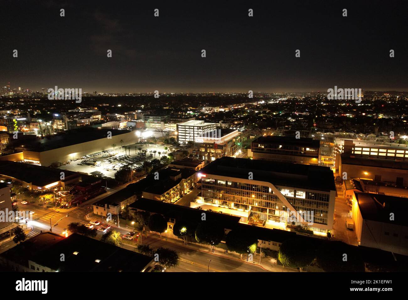 An aerial view of city buildings bright lights Stock Photo - Alamy