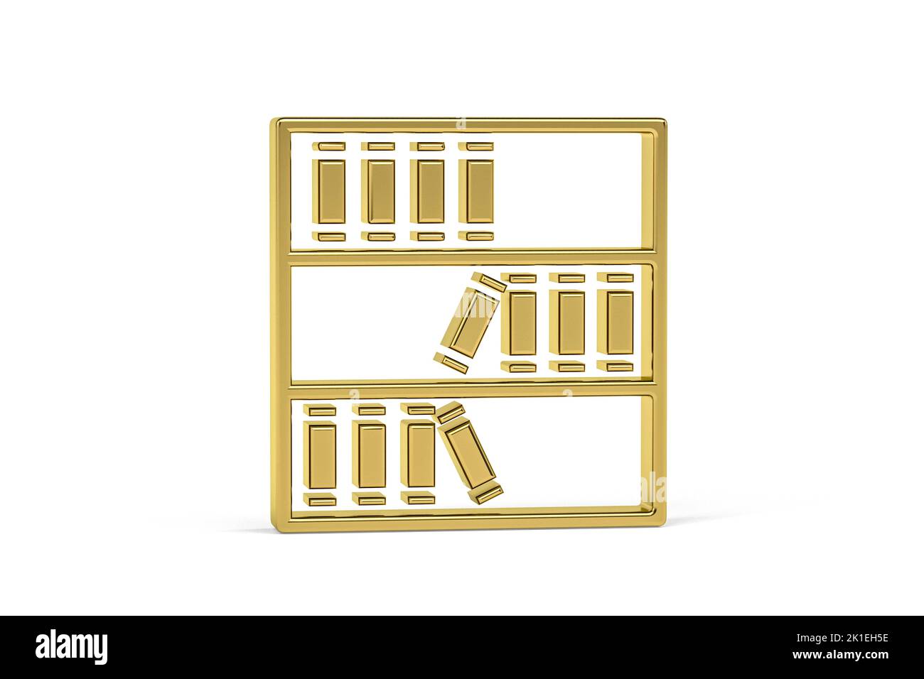 Golden 3d bookcase icon isolated on white background - 3D render Stock ...