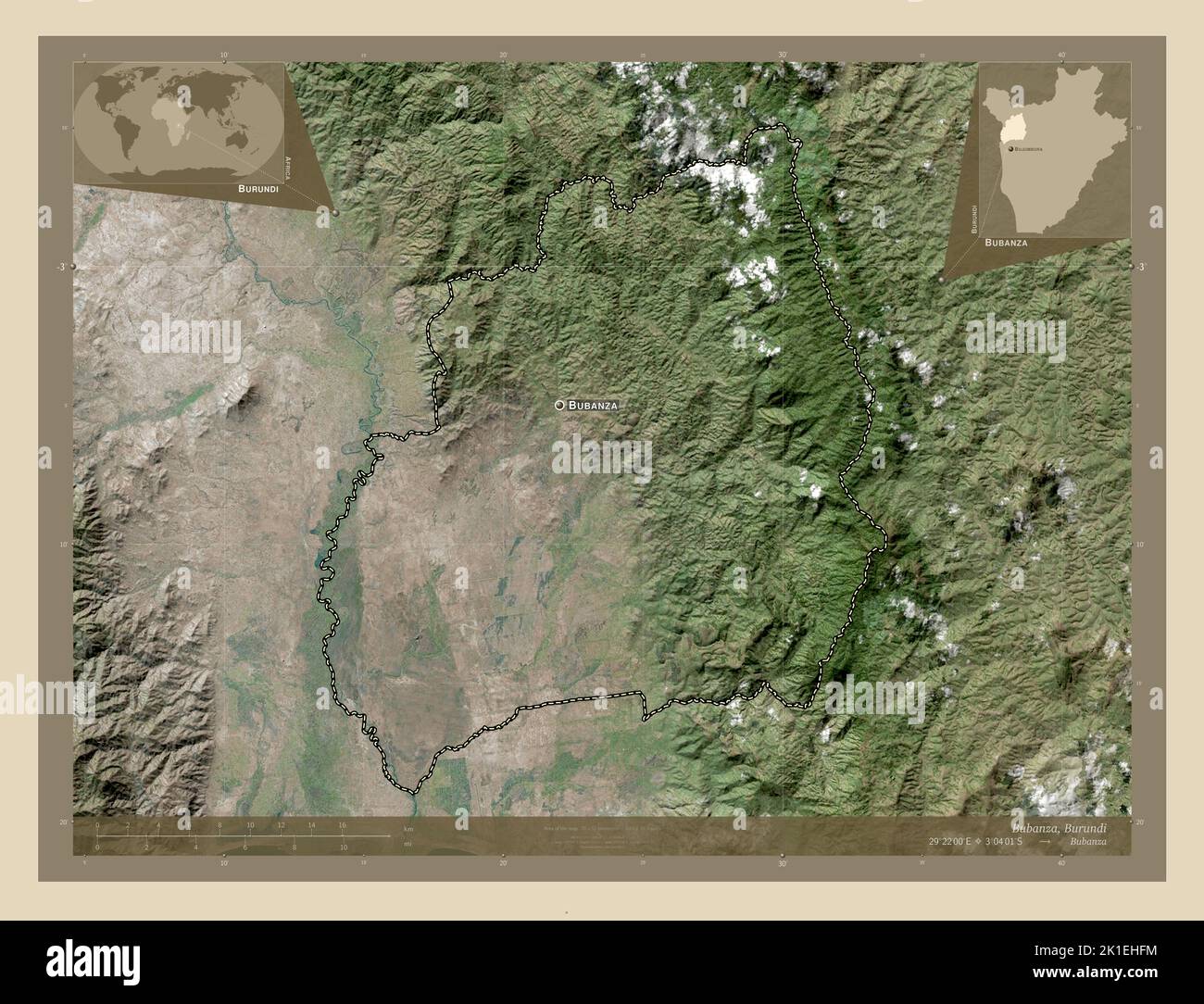 Bubanza, province of Burundi. High resolution satellite map. Locations ...
