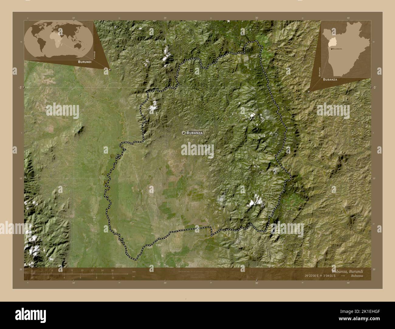 Bubanza, province of Burundi. Low resolution satellite map. Locations ...