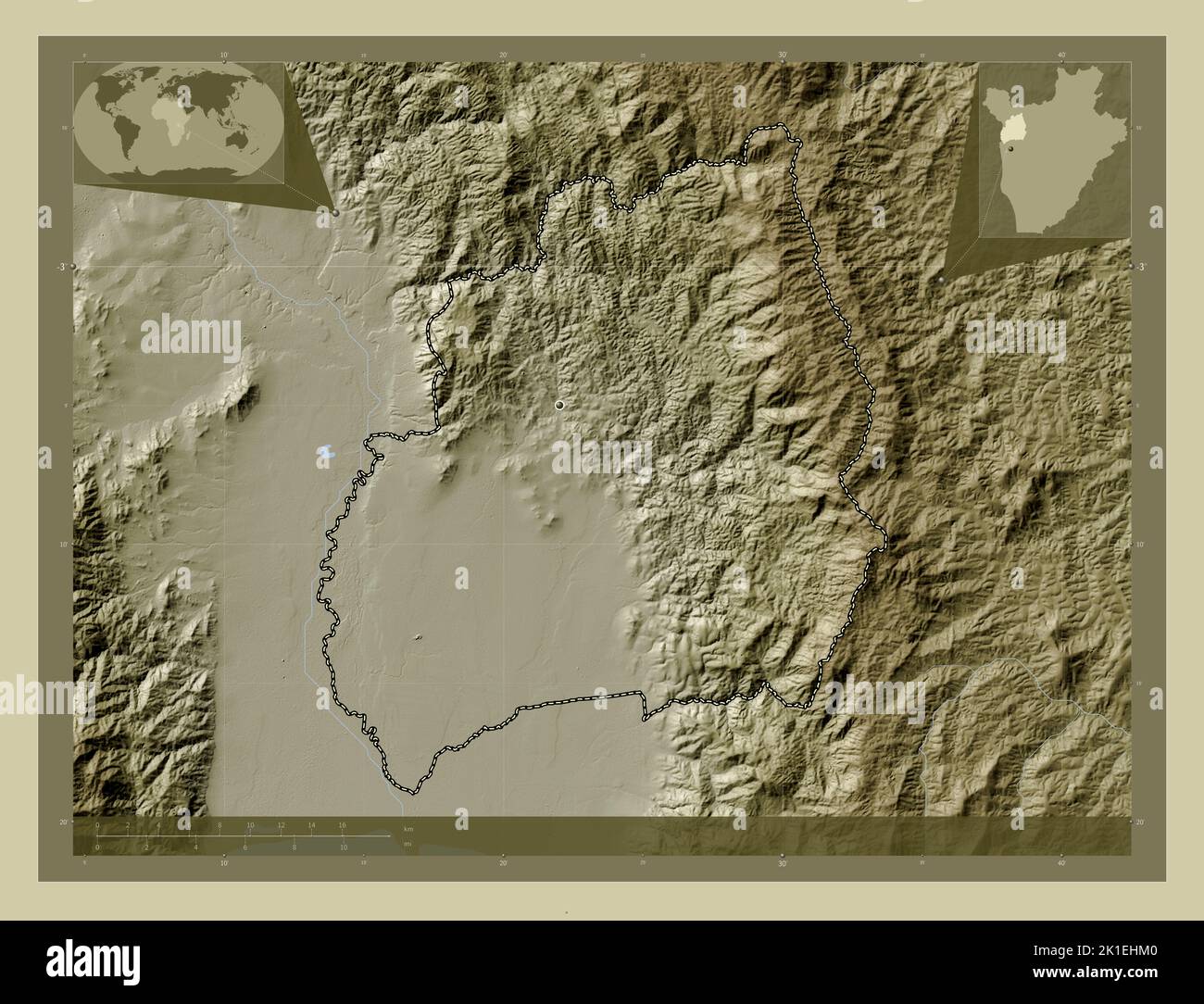 Bubanza, province of Burundi. Elevation map colored in wiki style with ...