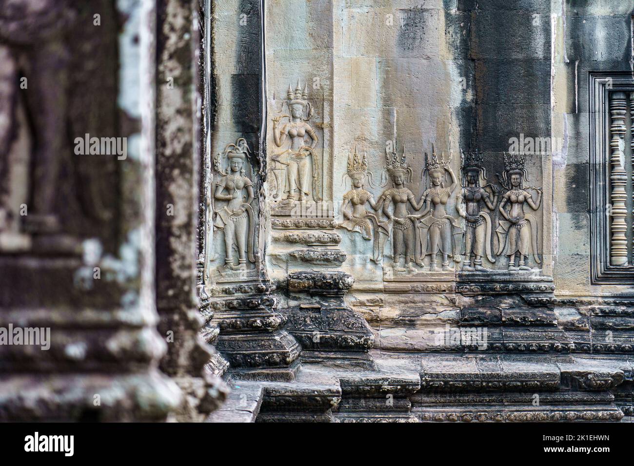 Cambodia. Siem Reap Province. A Devata sculpture in bas relief at ...