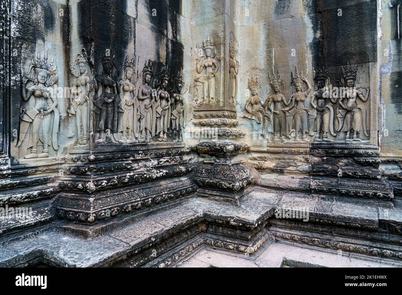 Cambodia. Siem Reap Province. A Devata sculpture in bas relief at ...