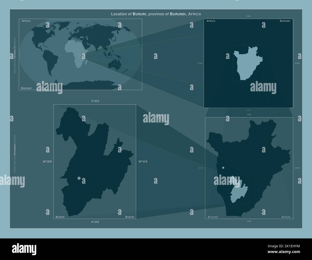 Bururi, province of Burundi. Diagram showing the location of the region ...