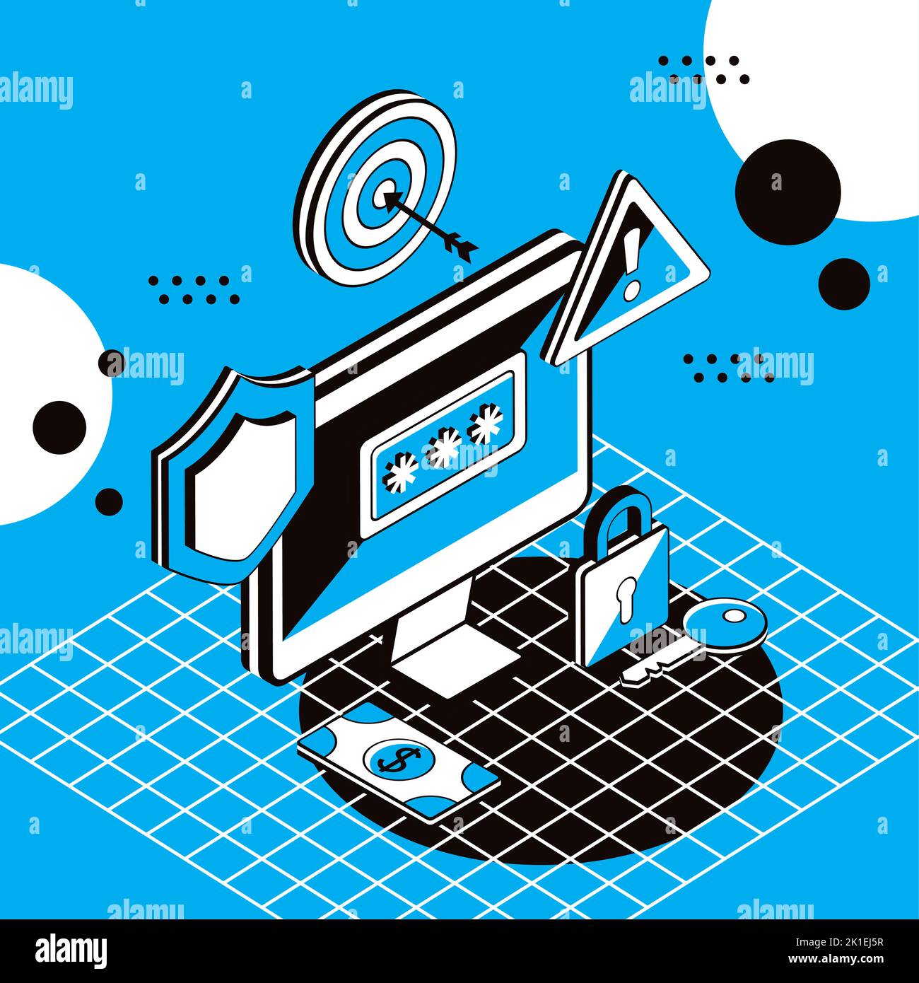 desktop with cyber fraud icons Stock Vector Image & Art - Alamy