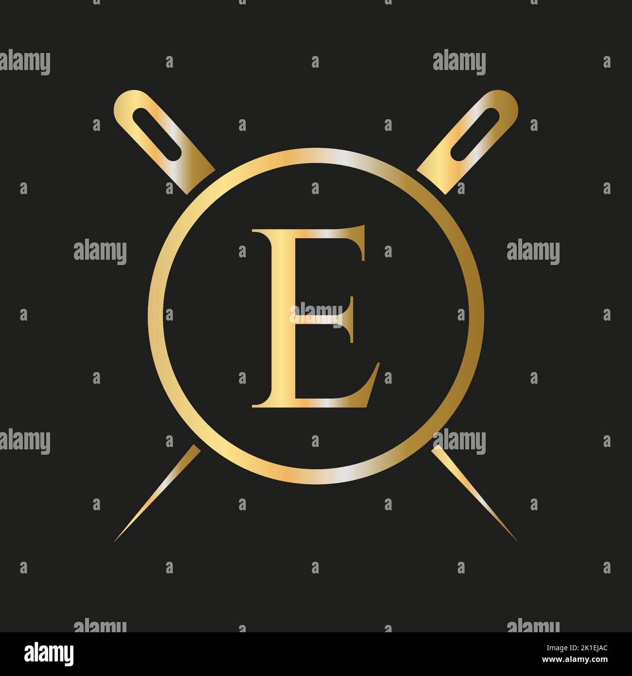 Initial Letter E Tailor Logo, Needle and Thread Combination for ...