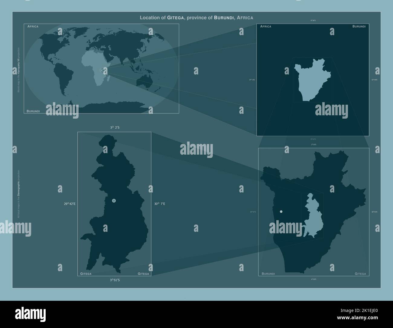 Gitega, province of Burundi. Diagram showing the location of the region ...