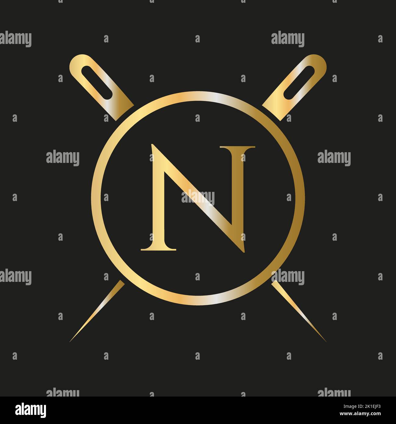 Initial Letter N Tailor Logo, Needle and Thread Combination for ...