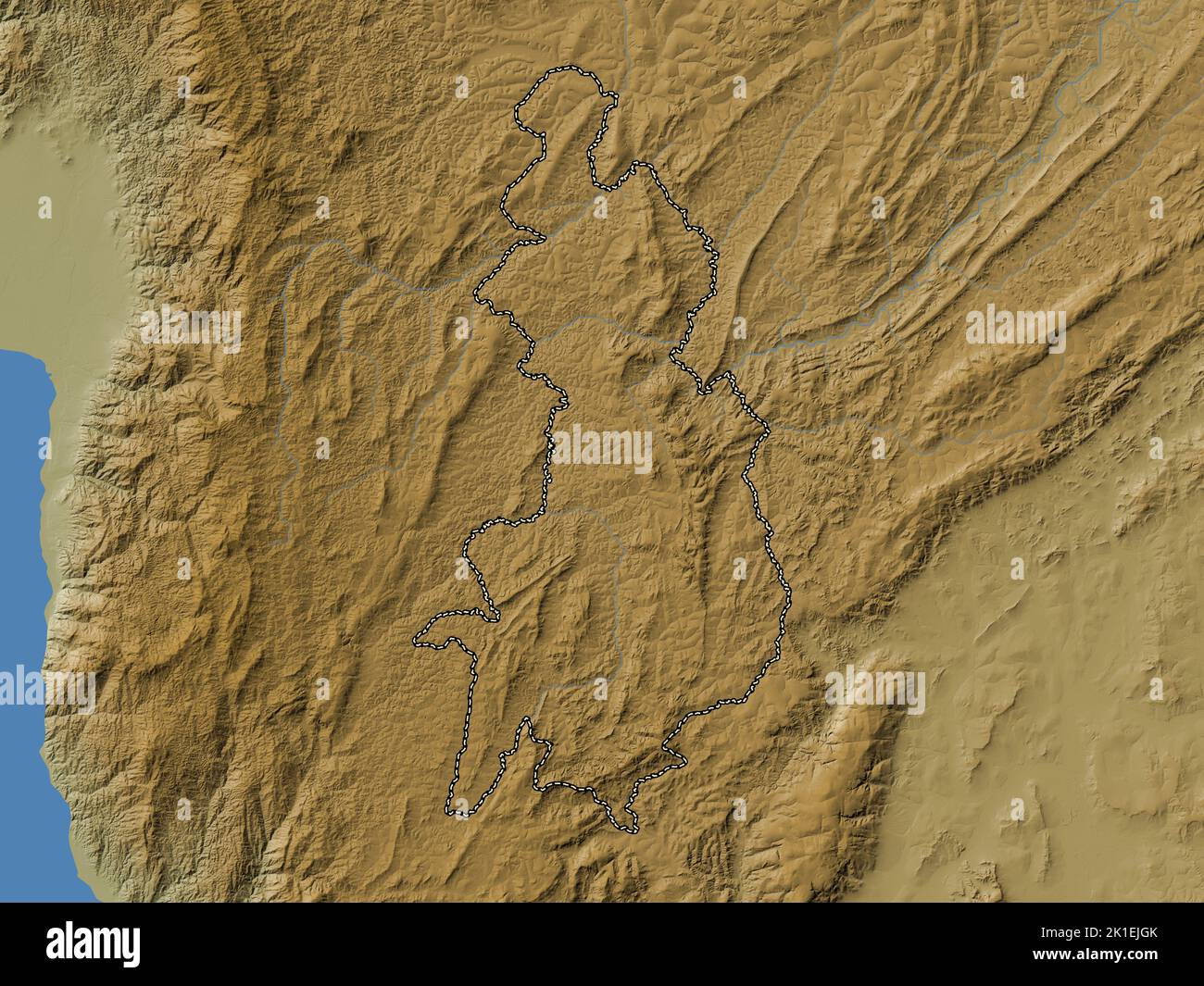 Gitega, province of Burundi. Colored elevation map with lakes and ...