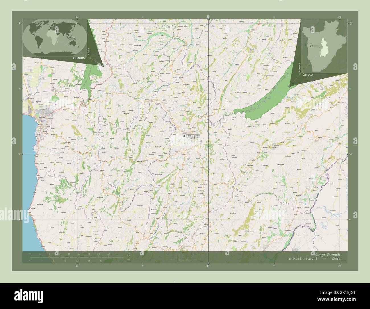 Gitega, province of Burundi. Open Street Map. Locations and names of ...
