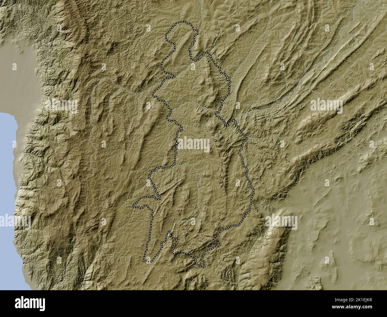 Gitega, province of Burundi. Elevation map colored in wiki style with ...