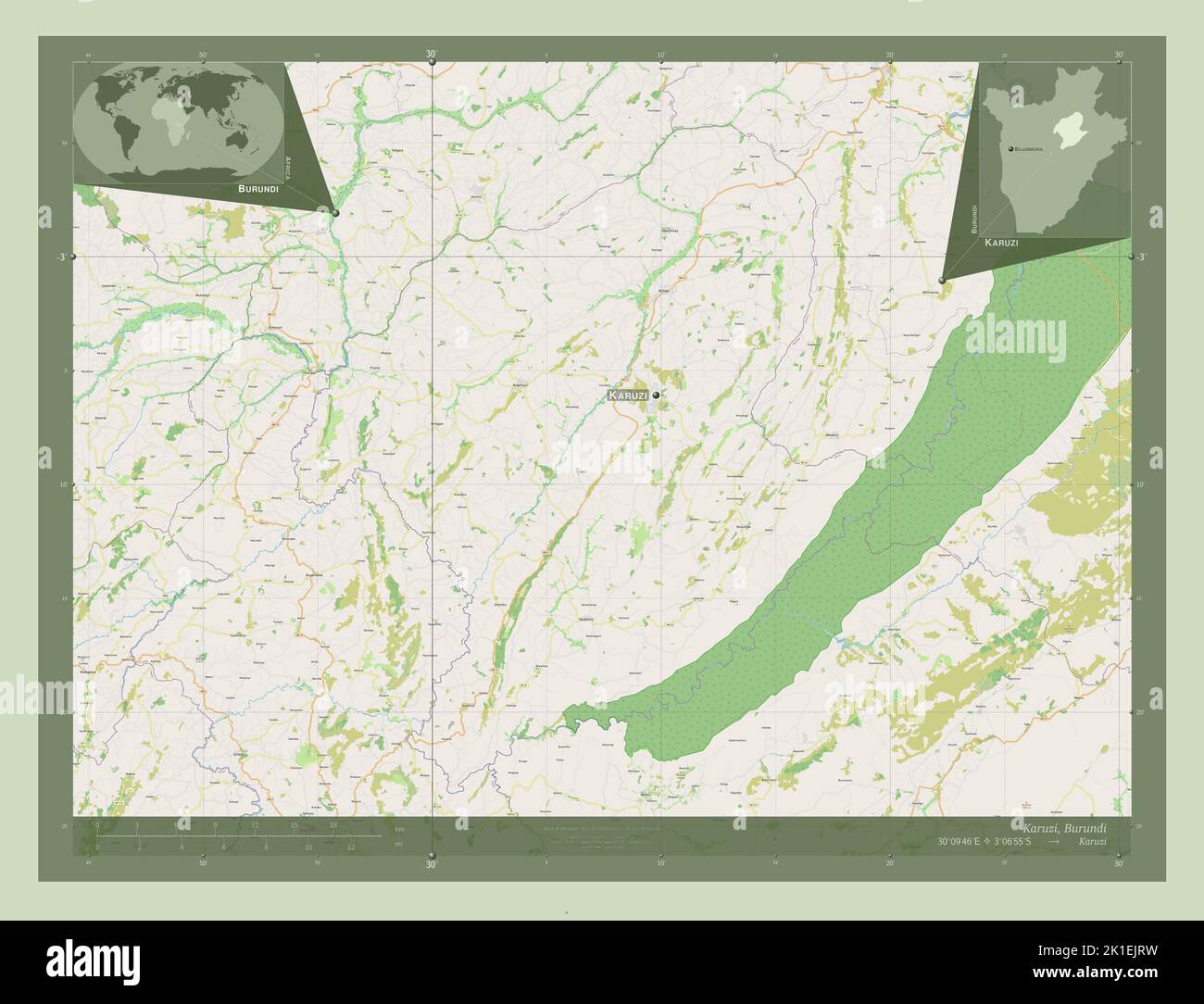 Karuzi, province of Burundi. Open Street Map. Locations and names of ...