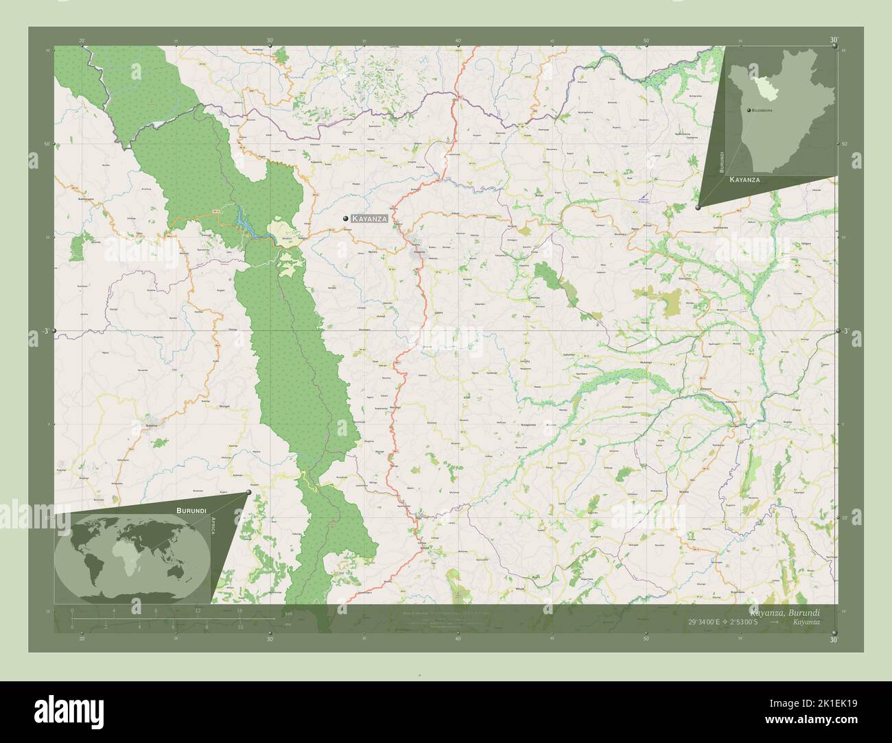 Kayanza, province of Burundi. Open Street Map. Locations and names of ...