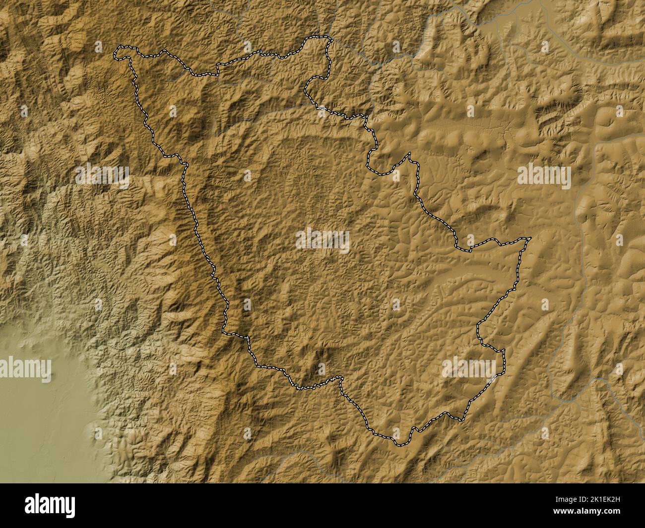 Kayanza, province of Burundi. Colored elevation map with lakes and ...