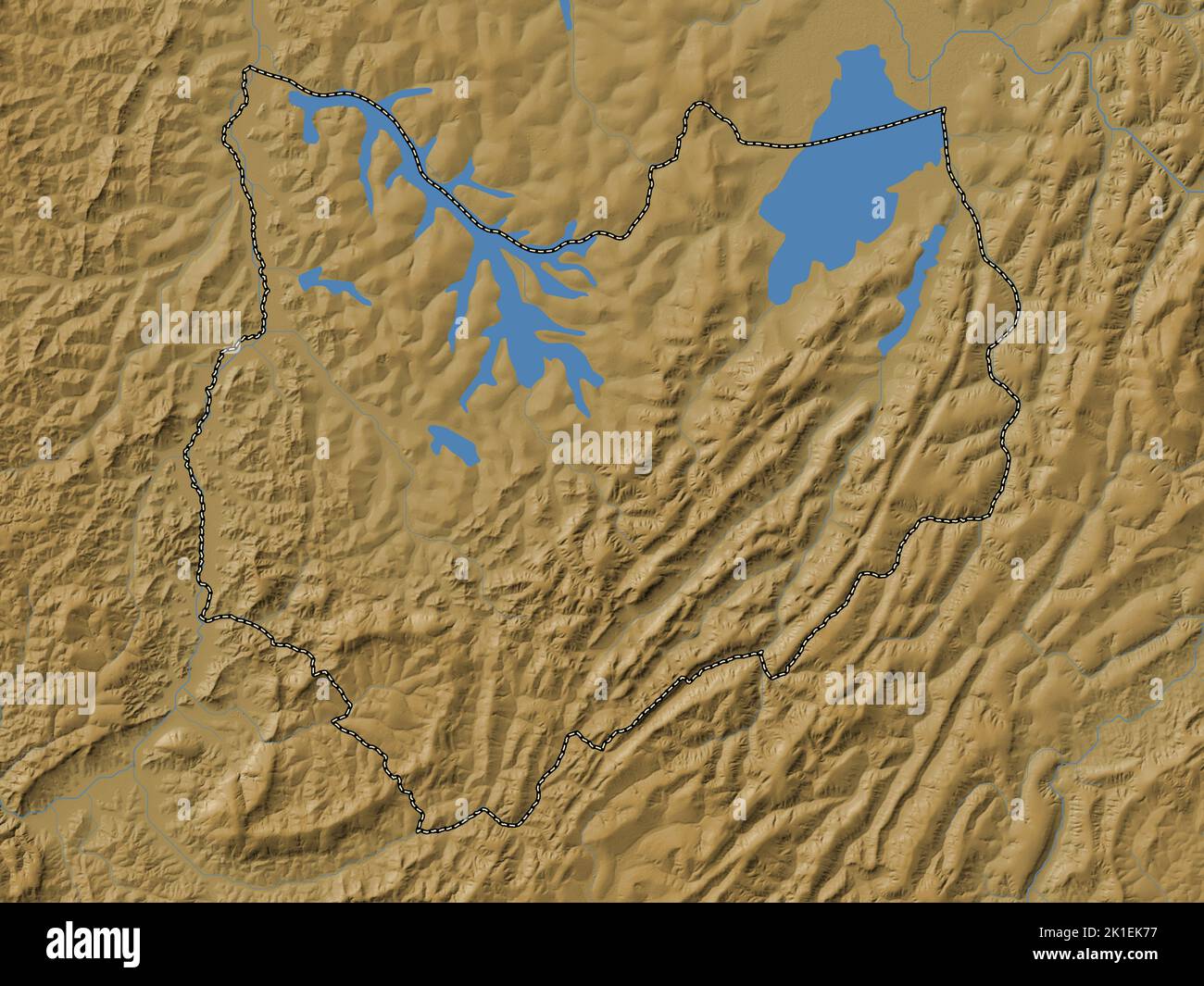Kirundo, province of Burundi. Colored elevation map with lakes and ...