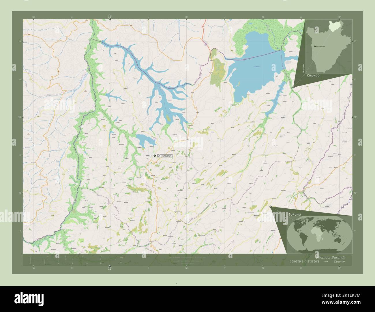 Kirundo, province of Burundi. Open Street Map. Locations and names of ...