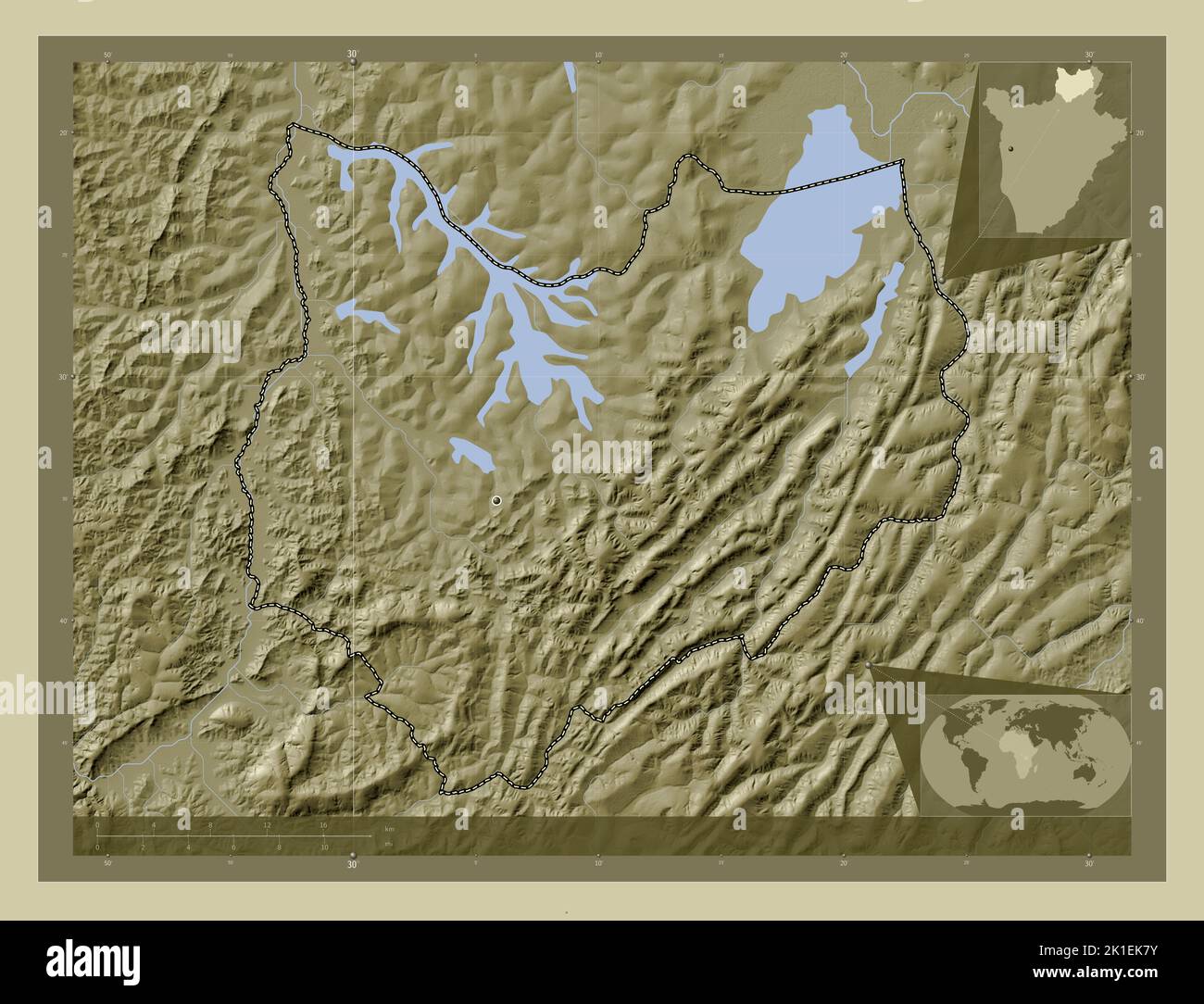 Kirundo, province of Burundi. Elevation map colored in wiki style with ...