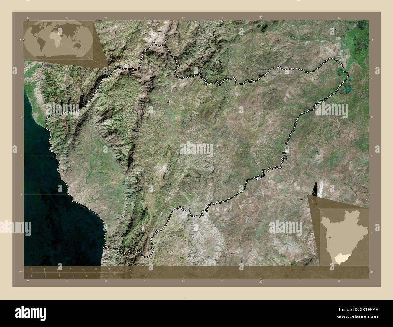 Makamba, province of Burundi. High resolution satellite map. Locations ...