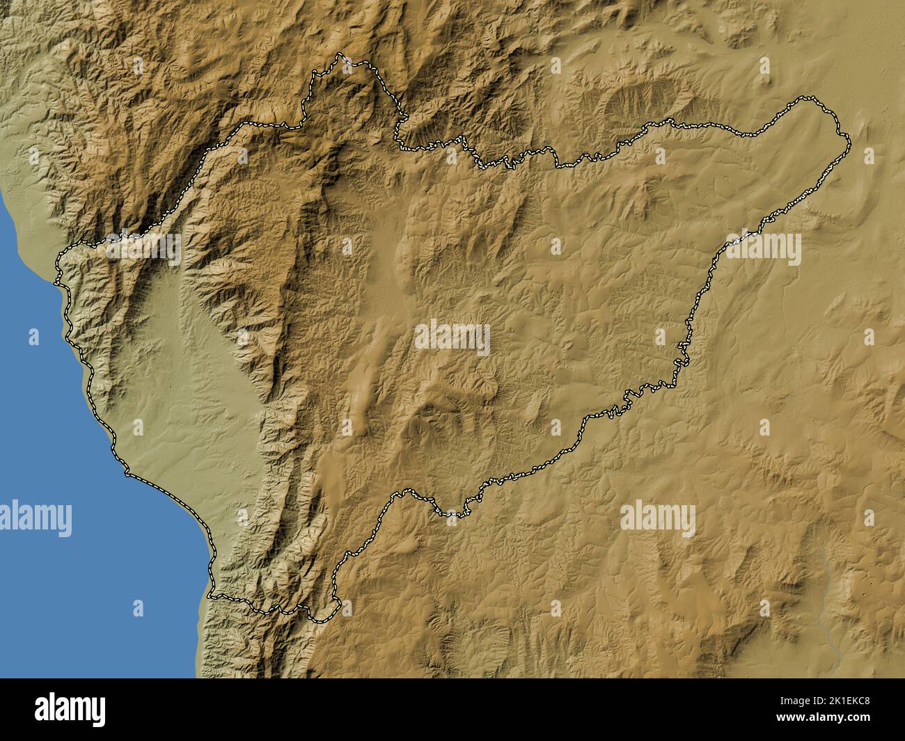 Makamba, province of Burundi. Colored elevation map with lakes and ...