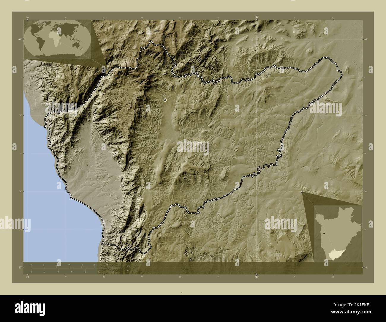 Makamba, province of Burundi. Elevation map colored in wiki style with ...