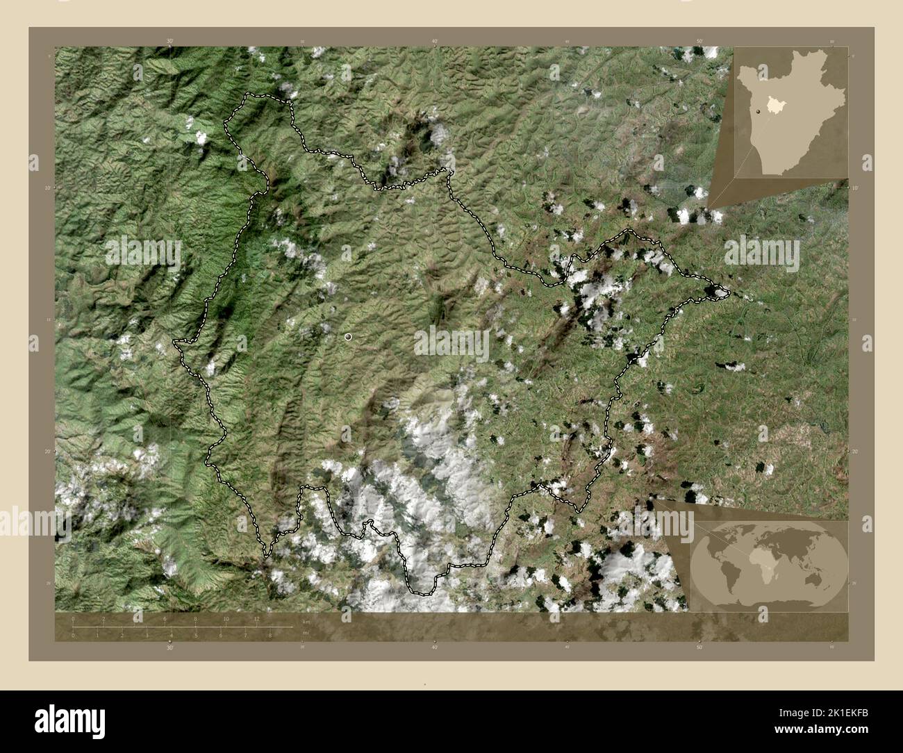 Muramvya, province of Burundi. High resolution satellite map. Locations ...