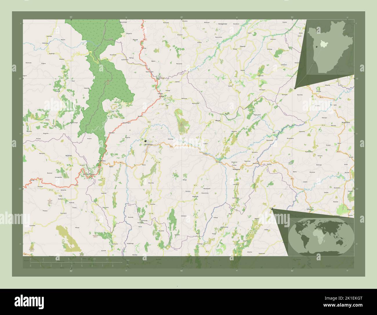 Muramvya, province of Burundi. Open Street Map. Corner auxiliary ...