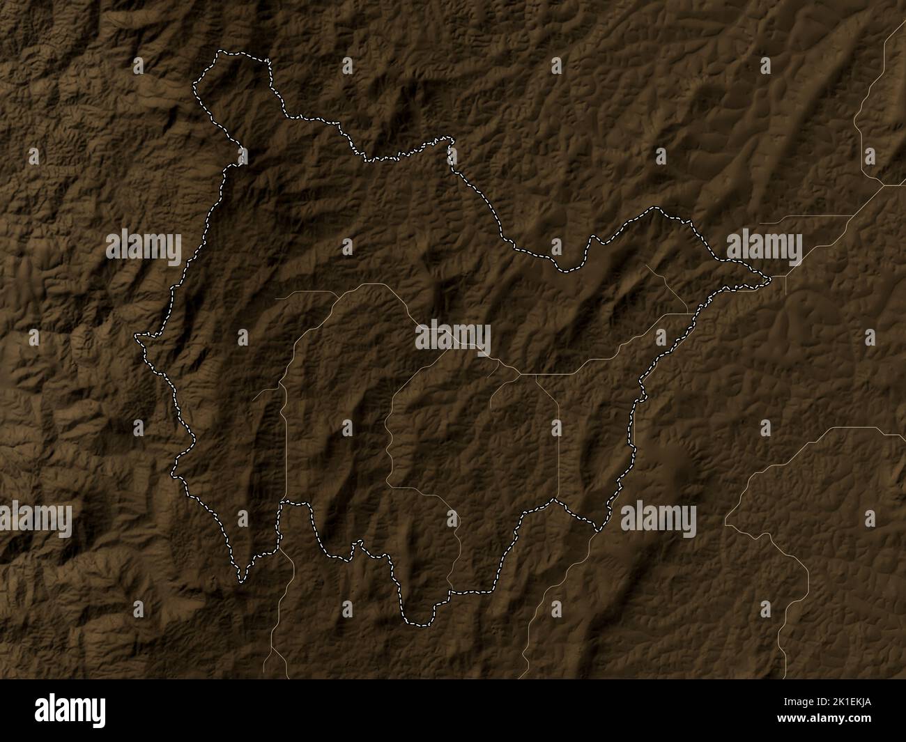 Muramvya, province of Burundi. Elevation map colored in sepia tones ...