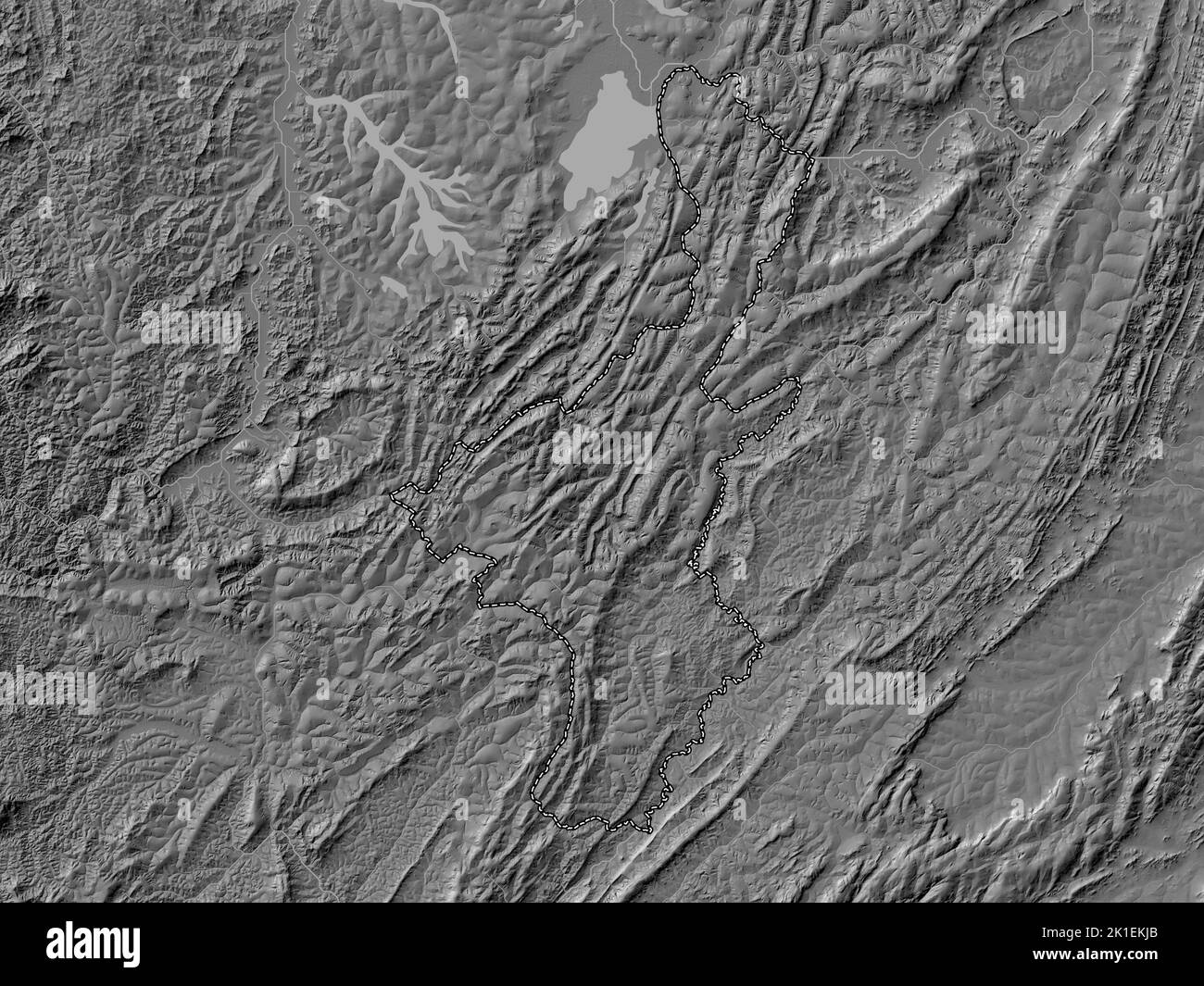 Muyinga, province of Burundi. Bilevel elevation map with lakes and ...