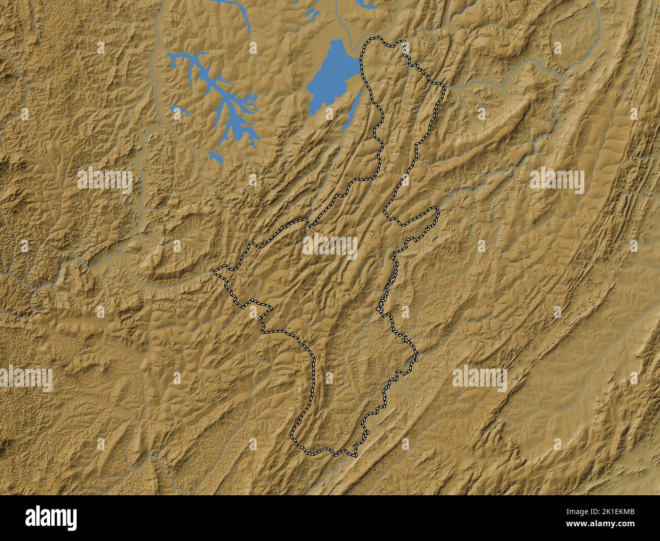 Muyinga, province of Burundi. Colored elevation map with lakes and ...