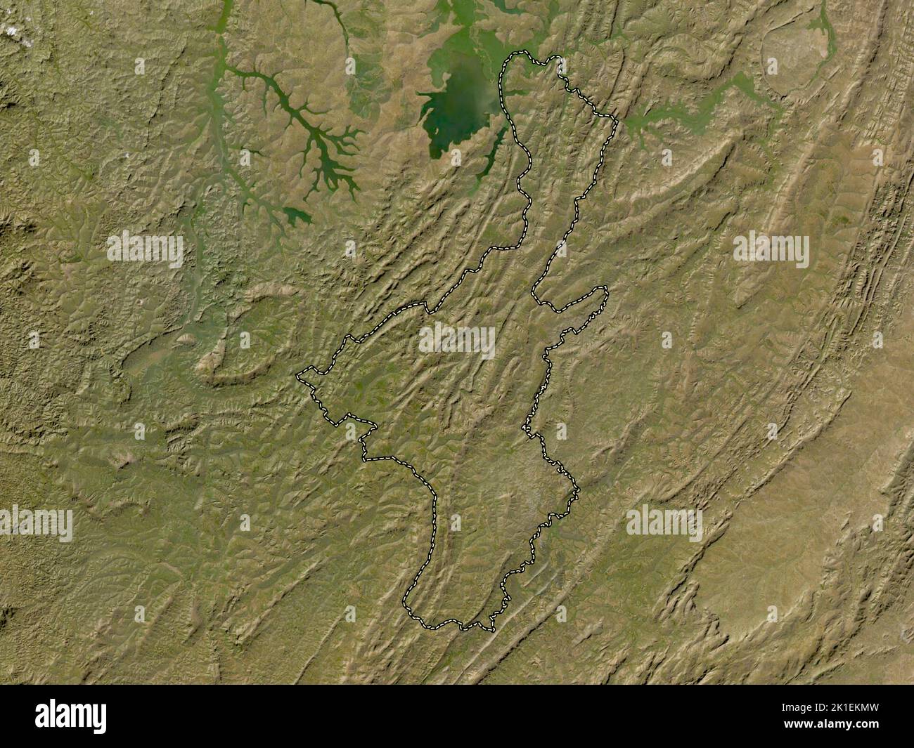 Muyinga, province of Burundi. Low resolution satellite map Stock Photo ...
