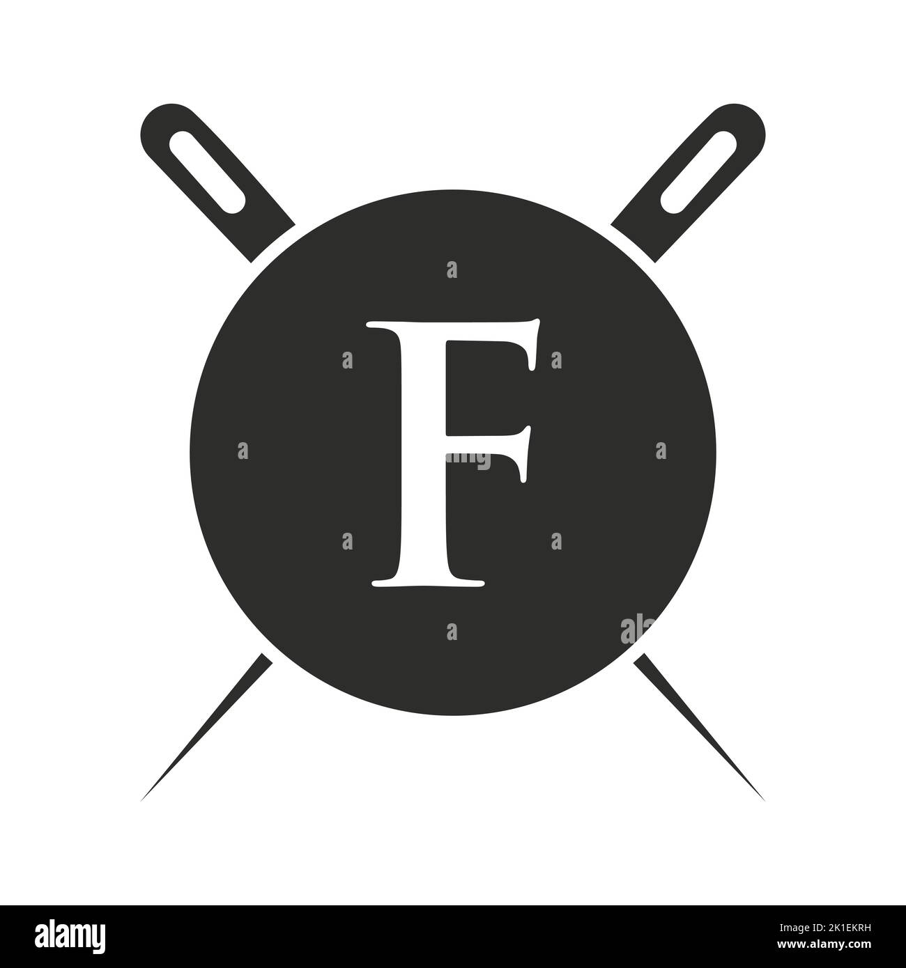 Letter F Tailor Logo, Needle and Thread Combination for Embroider ...