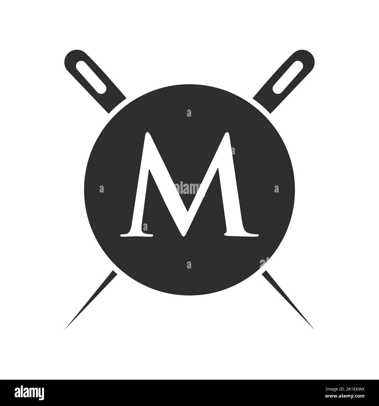 Letter M Tailor Logo, Needle and Thread Combination for Embroider ...