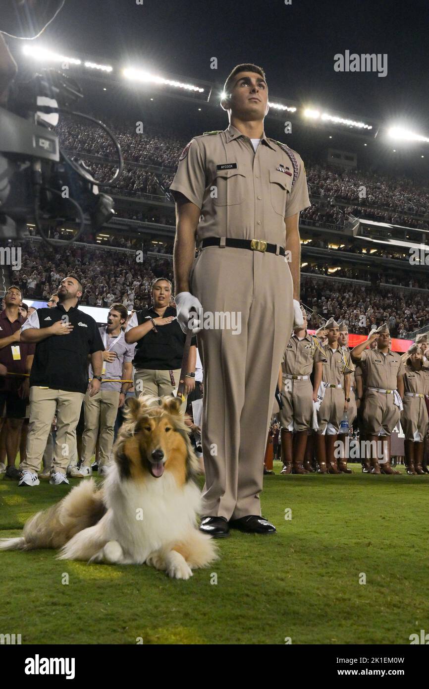 College Station, TX, USA. 17th Sep, 2022. Texas A&M Aggies cadets with ...