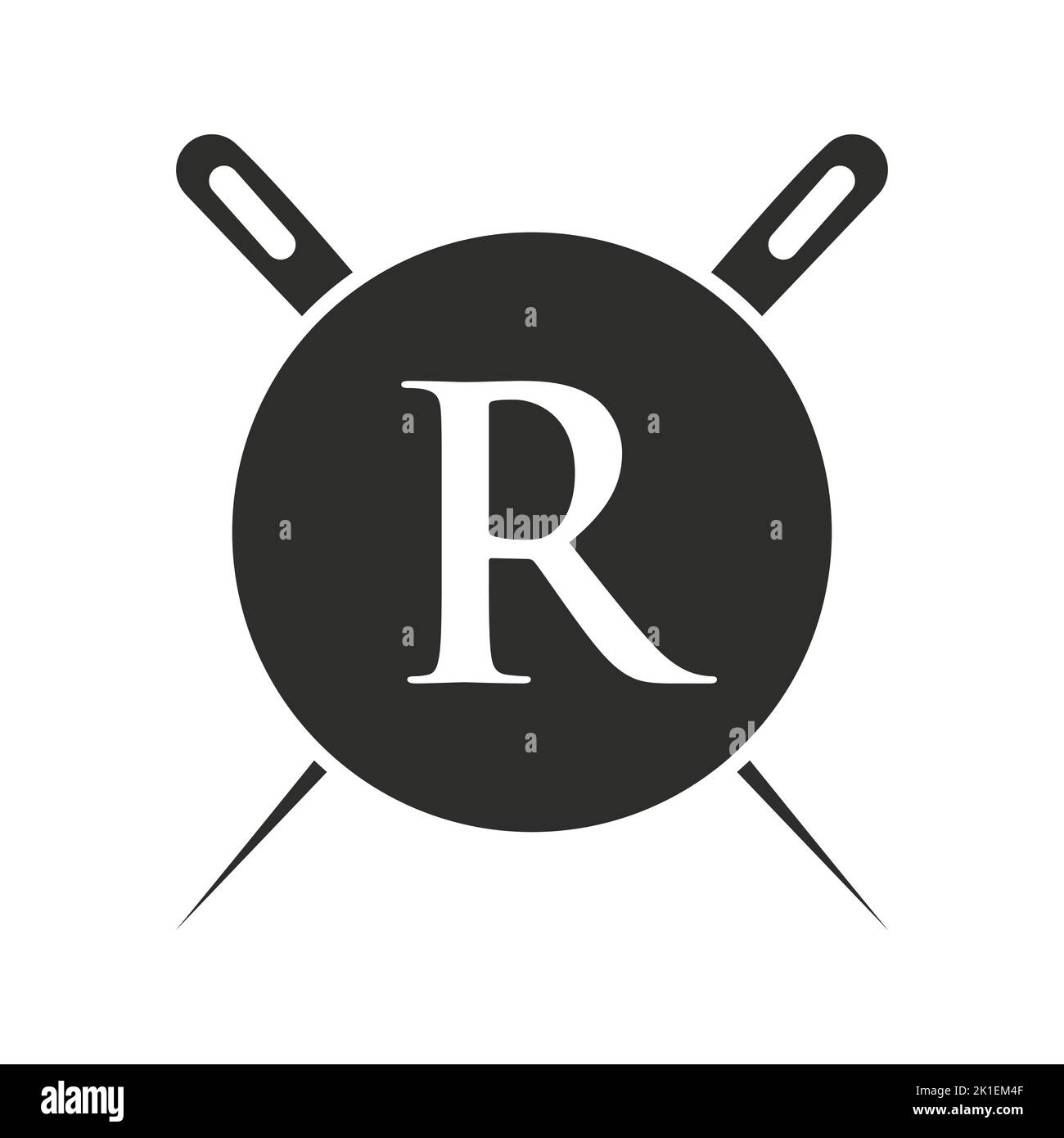 Letter R Tailor Logo, Needle and Thread Combination for Embroider ...