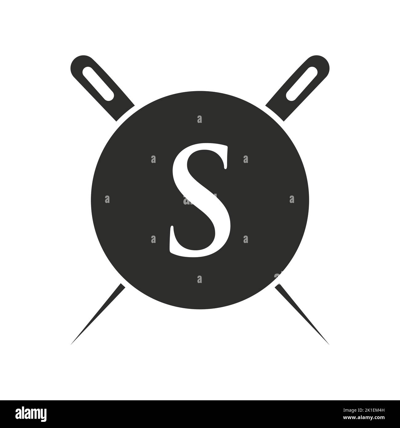 Letter S Tailor Logo, Needle and Thread Combination for Embroider ...