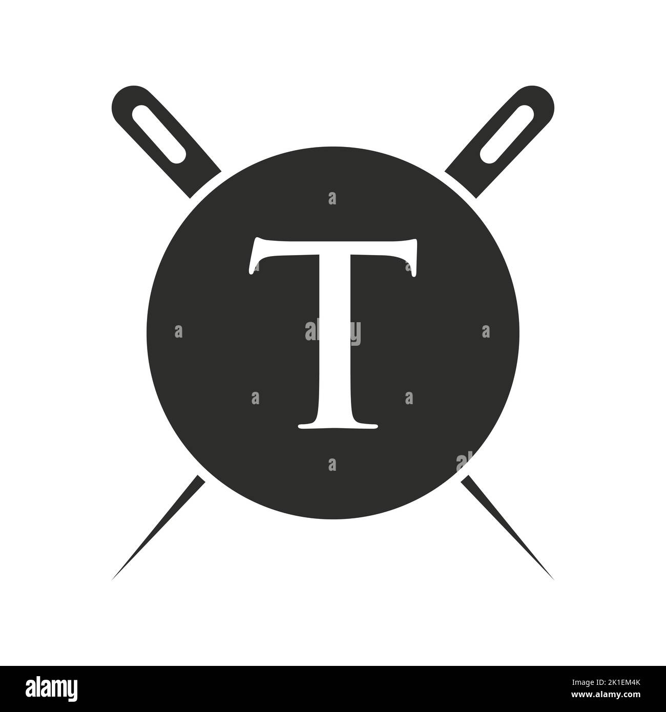 Letter T Tailor Logo, Needle and Thread Combination for Embroider ...
